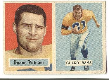 1957 Topps football card #87 Duane Putnam VG Los Angeles rams