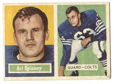 1957 Topps football card #17 (B) Art Spinney VG- Baltimore Colts