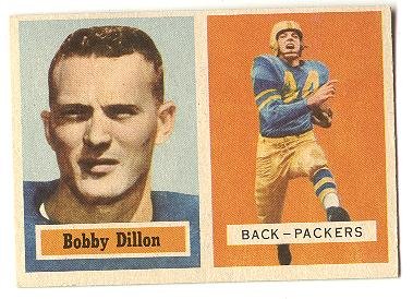 1957 Topps football card #9 (B) Bobby Dillon EX Green bay packers
