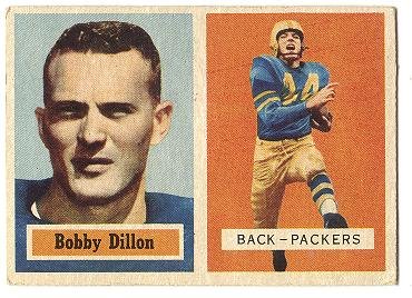 1957 Topps football card #9 (C) Bobby Dillon VG Green bay packers