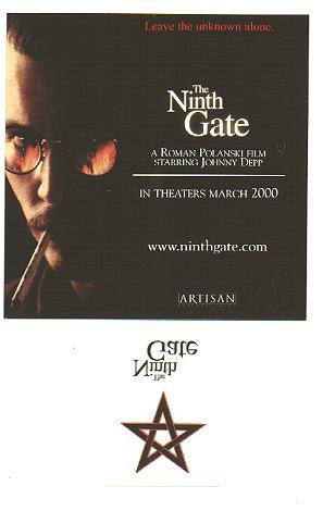 The Ninth Gate movie promo card & window decal, Johnny Depp
