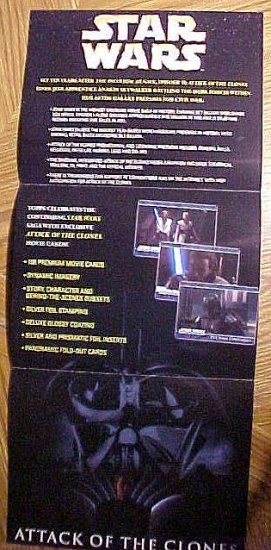 Star Wars Attack of the Clones Movie Topps cards promo brochure, tri ...
