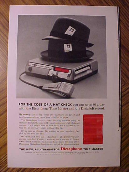 Magazine print ad - 1960's Dictabelt Dictaphone Time-master - ad version #2