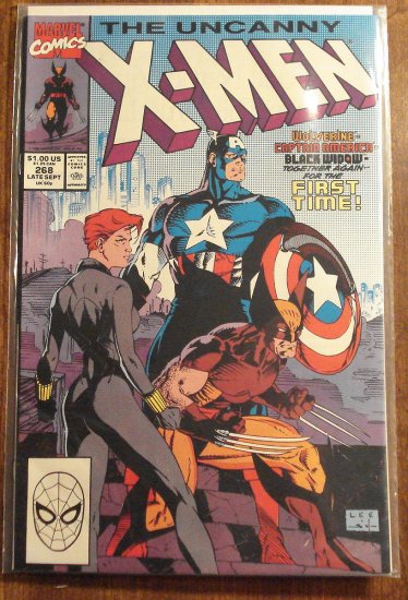 Uncanny X-Men #268 comic book Marvel comics w/ Captain America & Black ...