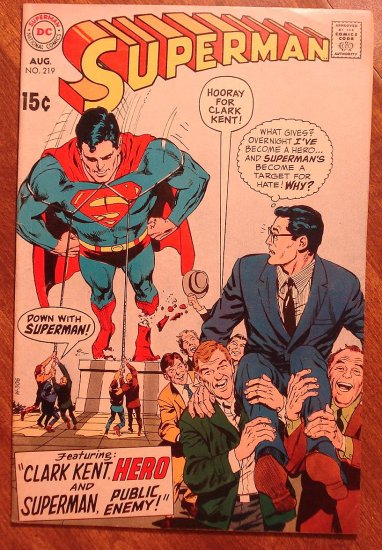 Superman #219 (1969) comic book - DC Comics, VG/Fine condition