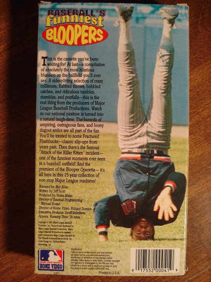 Baseball Funniest Bloopers VHS video tape movie film, MLB goofs