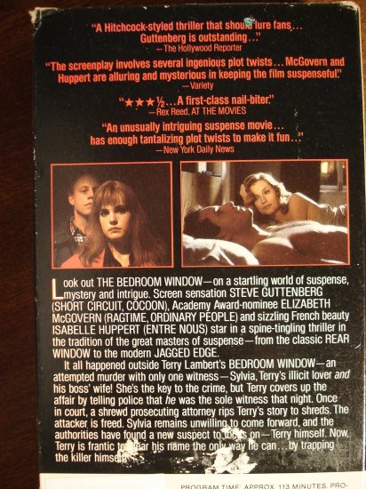 Bedroom Window VHS video tape movie film, Steve Guttenberg, Elizabeth ...