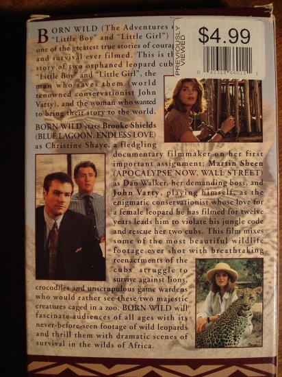 Born Wild VHS video tape movie film, Brooke Shields, Martin Sheen ...