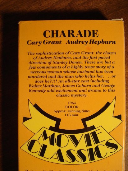 Charade VHS video tape movie film, Cary Grant, Audrey Hepburn