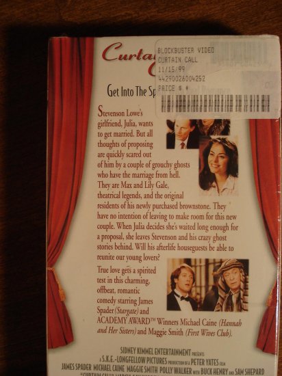 Curtain Call VHS video tape movie film, James Spader, Michael Caine ...