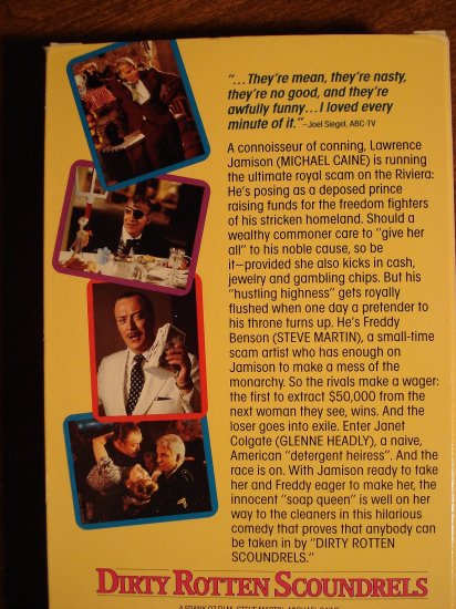 Dirty Rotten Scoundrels VHS video tape movie film, Steve Martin ...