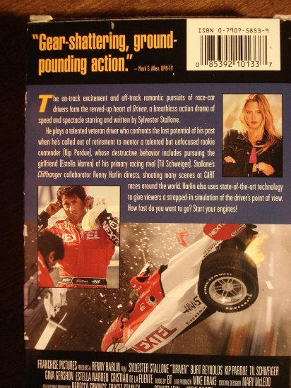 Driven VHS video tape movie film, Sylvester Stallone, Formula 1 car racing