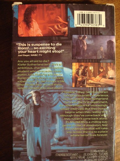 Flatliners VHS video tape movie film, Kiefer Sutherland, Julia Roberts ...