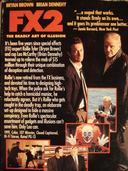 FX2 VHS video tape movie film, Brian Dennehy, Bryan Brown, special effects