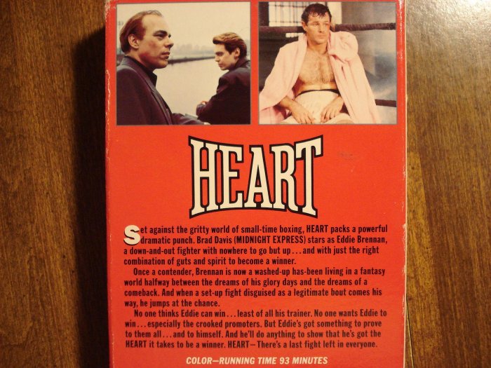 Heart VHS video tape movie film, Boxing, Brad Davis, Jesse Doran, Sam Gray