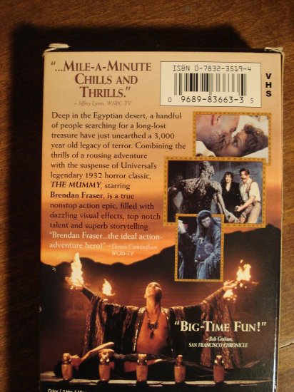 The Mummy VHS video tape movie film, Brendan Frasier, Rachel Weisz ...