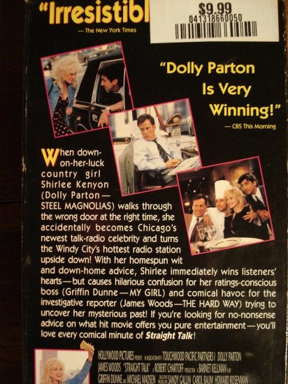 Straight Talk VHS video tape movie film, Dolly Parton, James Woods,