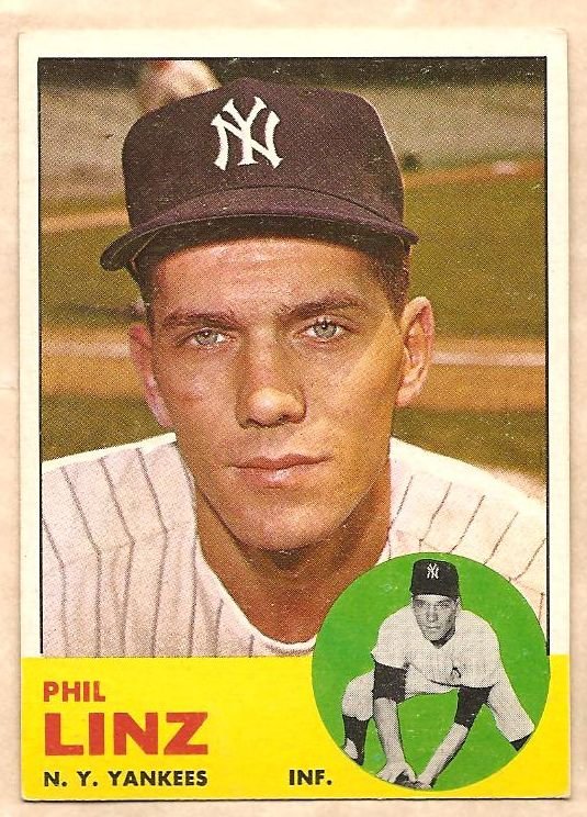 1963 Topps baseball card #264 Phil Linz New York Yankees EX