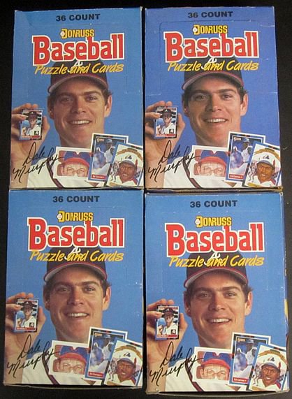 4 - 1988 Donruss Baseball Card Wax Box, 36 Packs Each, Never Opened 