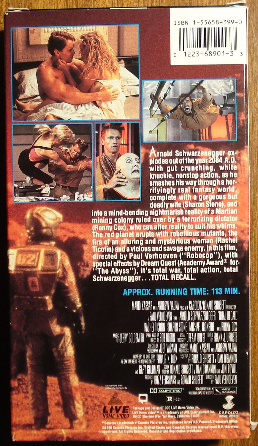 Total Recall VHS video tape movie film, Arnold Schwarzenegger, Sharon ...