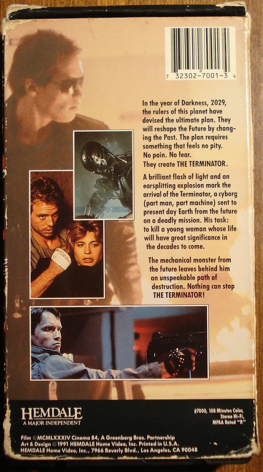 The Terminator VHS video tape movie film, Arnold Schwarzenegger, Linda ...
