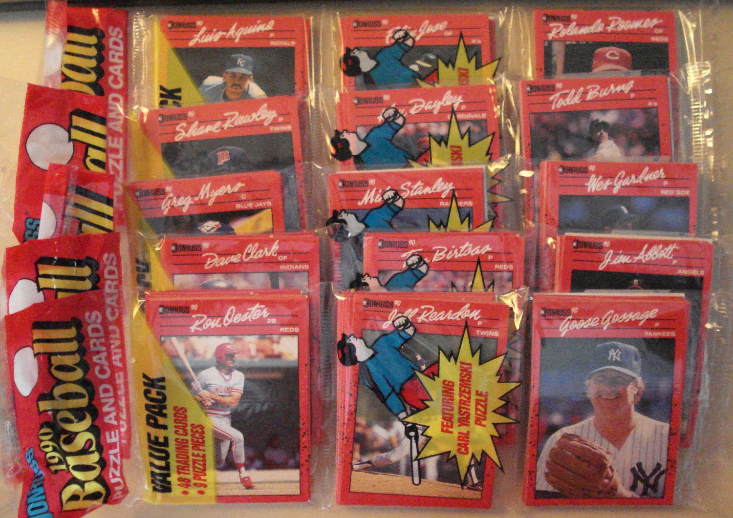 5 Rack Packs 1990 Donruss Baseball Cards, Never Opened, 48 Cards Each