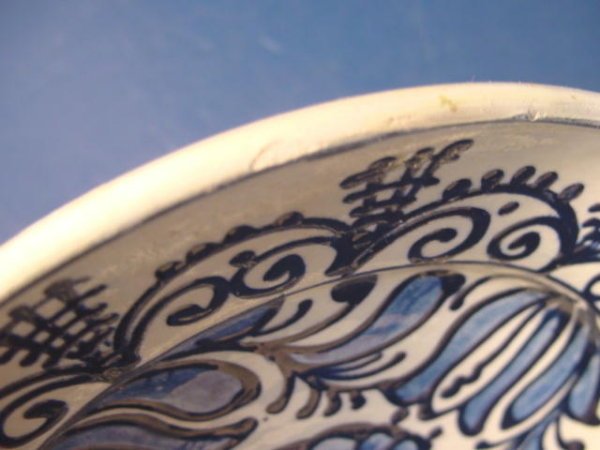 KOROND POTTERY PLATE BLUE WHITE HANDMADE TRANSYLVANIA HUNGARY ...