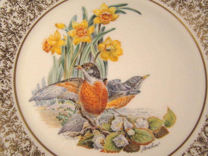 ROBIN BIRD 1977 LENOX FINE CHINA PLATE EDWARD MARSHALL BOEHM ROBINS ...