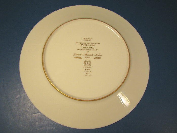 ROBIN BIRD 1977 LENOX FINE CHINA PLATE EDWARD MARSHALL BOEHM ROBINS ...