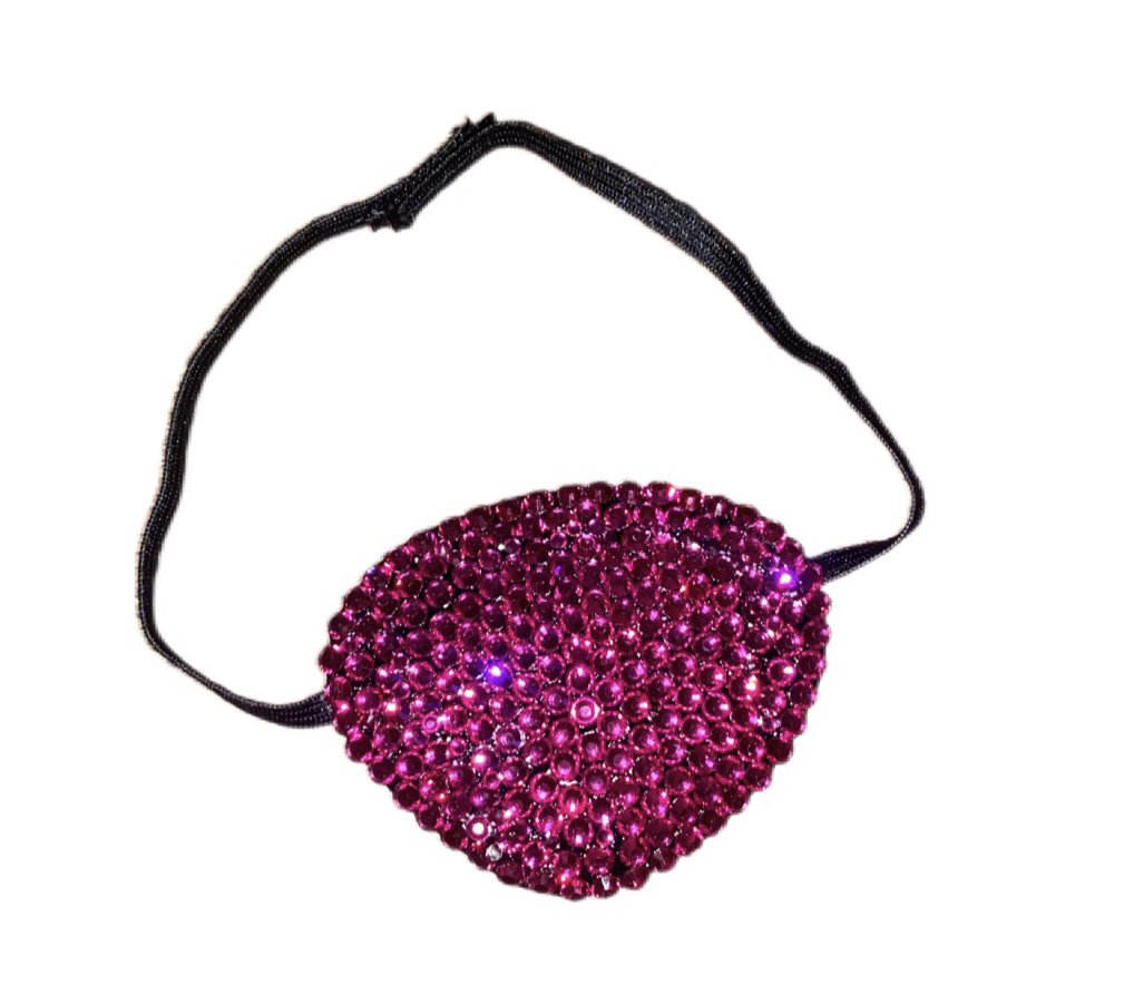 Dark Hot Pink Design Crystal Fancy Black Custom Eye Patch