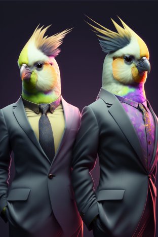 Cockatiels in Suits