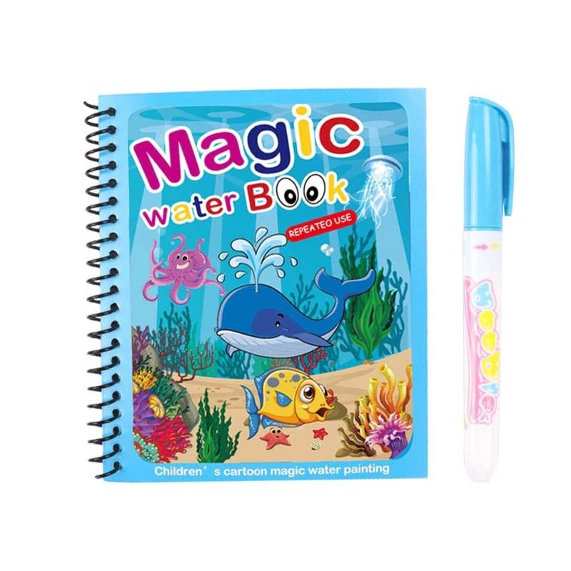 Reusable Magic Water Drawing Coloring Book Kids Sensory Early Education ...