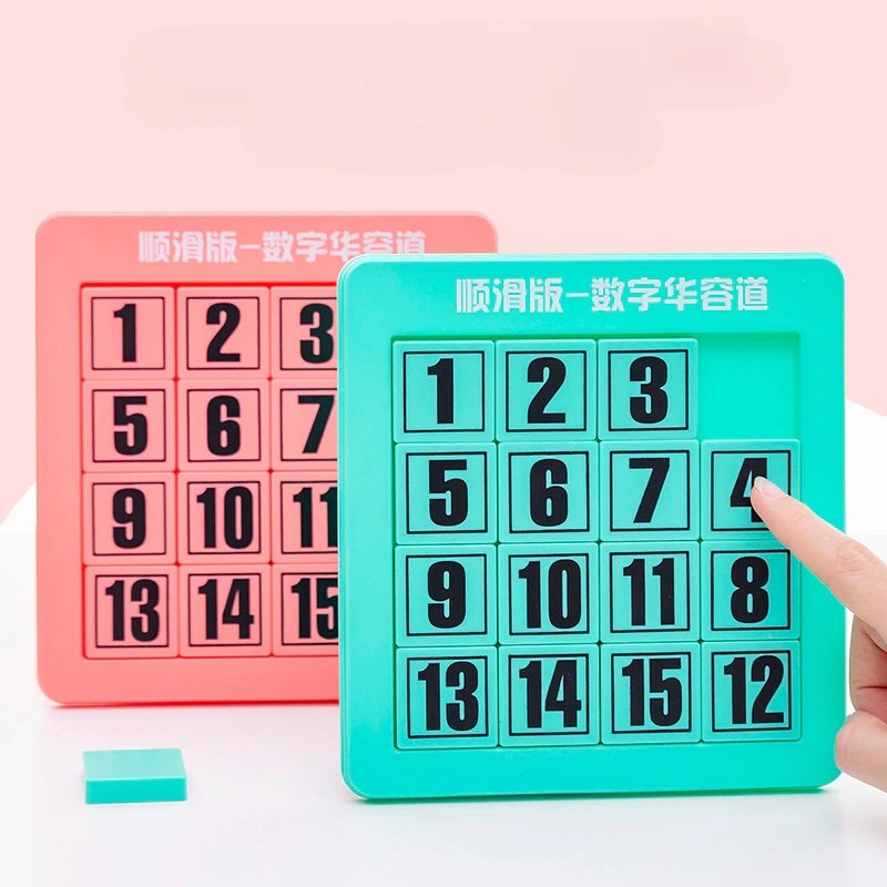 Plastic Number Puzzles Kids Toys Sliding Puzzle Toy 15 Tiles Logics ...