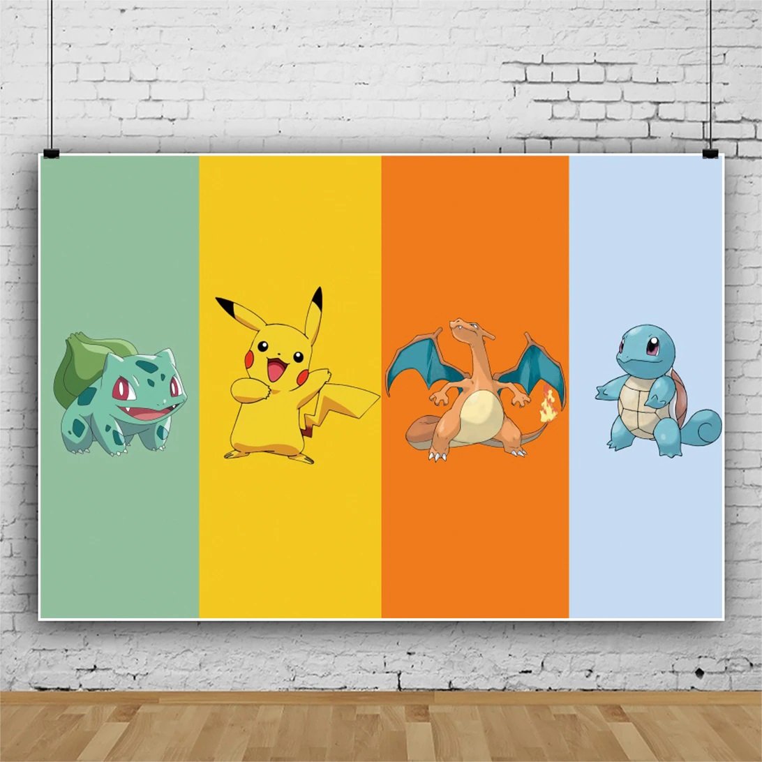 Pokemon Birthday Party Backdrop Anime Cartoon Pikachu Vinyl Background ...