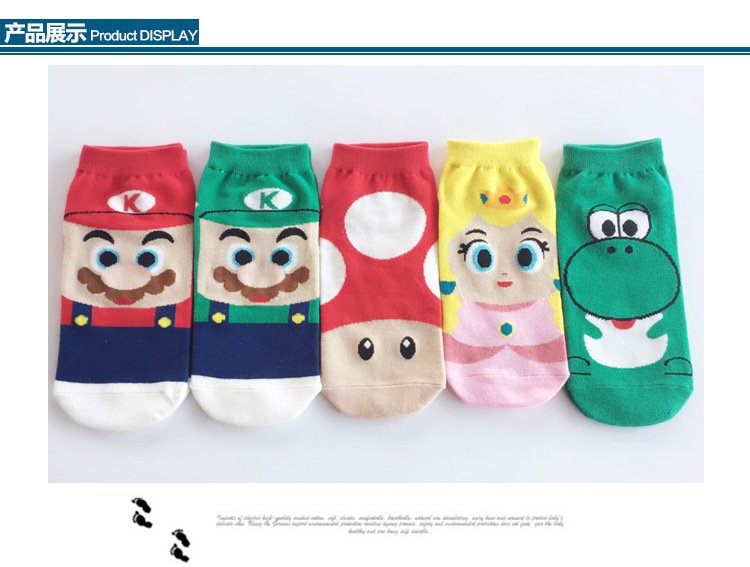 Super Mario Bros Ankle Socks Anime Figure Luigi Kawaii Socks Cartoon ...