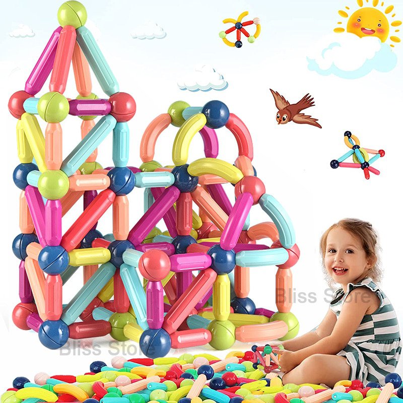 Kids Magnetic Stick Building Blocks Set DIY Magnet Sticks Balls