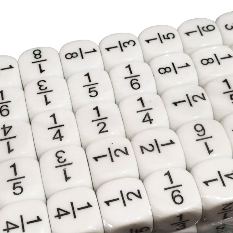 Fraction Dice White Fractional Number Montessori Educational Kids Math Toys