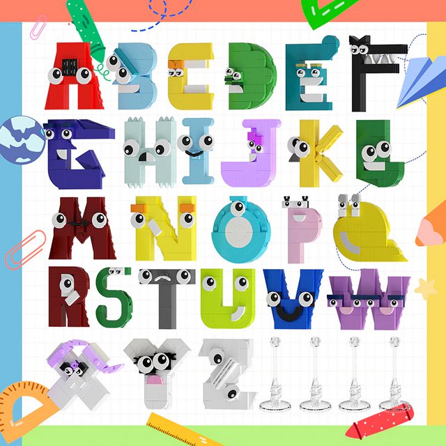 BuildMoc 26 Style English Alphabet Building Blocks Set Education ...