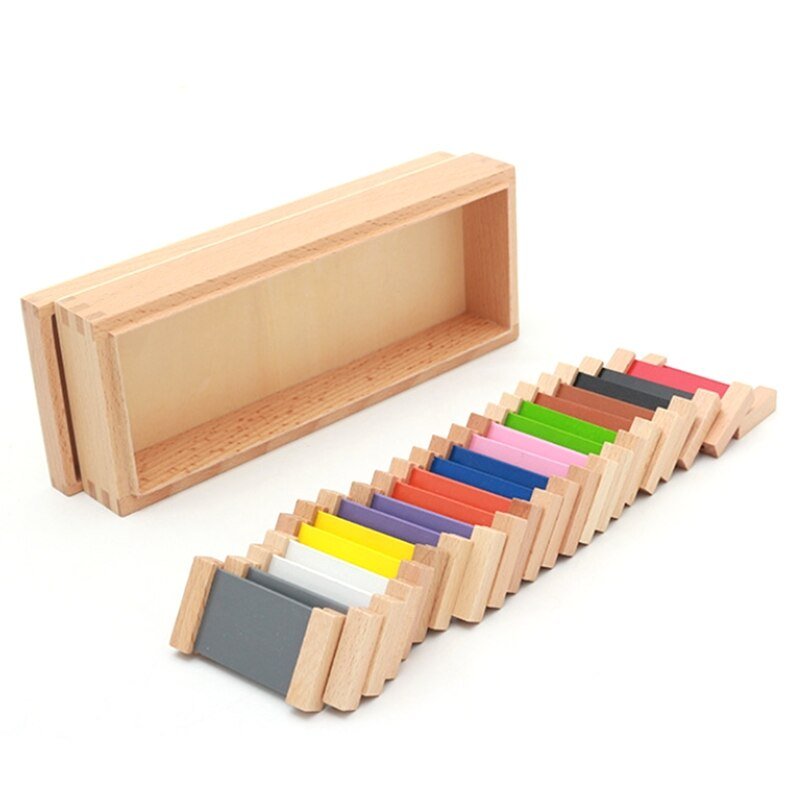 Montessori Sensorial Material Learning Color Tablet Box Wood Preschool Toy