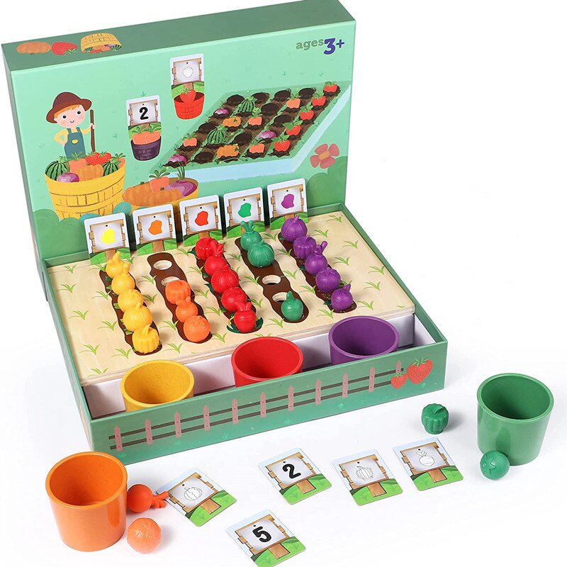 Farm Counting Fruits Vegetables Matching Sorting Cups Kids Educational ...