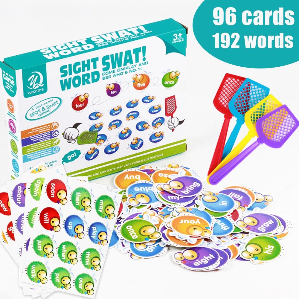 Sight Words Swat Word Cards Kids English Learning Enlightenment Game ...
