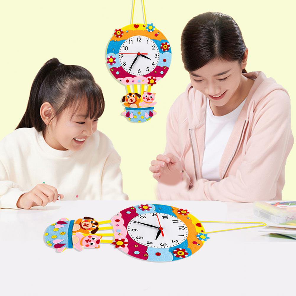 Diy Clock Toy for Kids Development Toys Children's Diy Non-woven Clock Toy