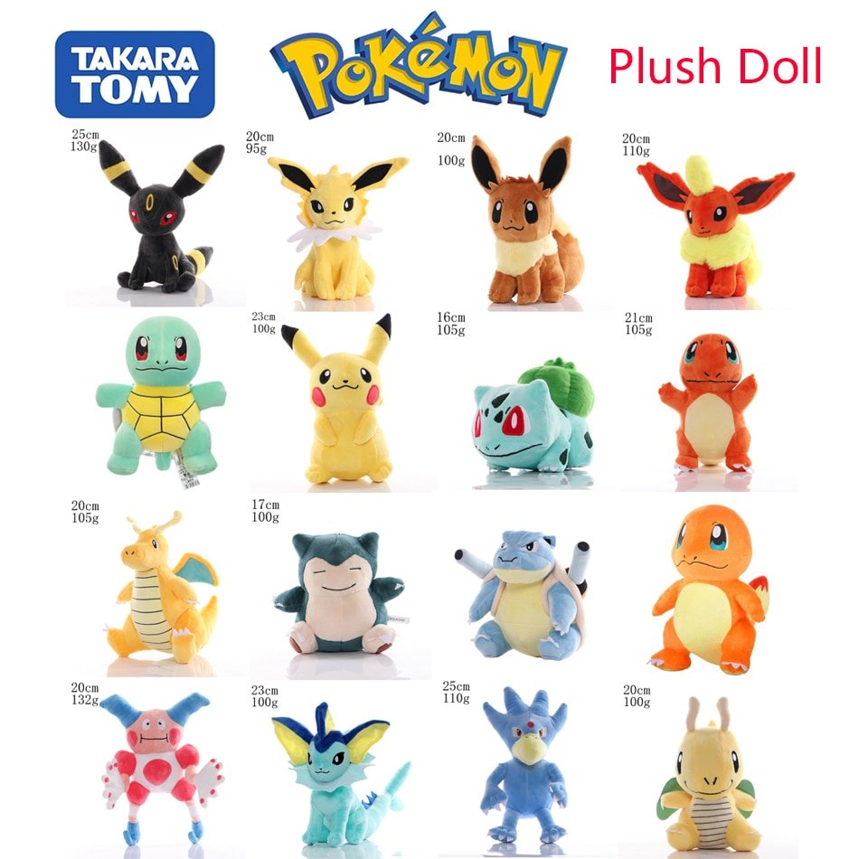 Pokemon Plush Toy Pikachu Stuffed Eevee Charmander Squirtle Charizard ...