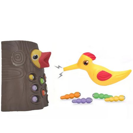 Children's Wooden Magnetic Woodpecker Insect Catching Game Animal ...