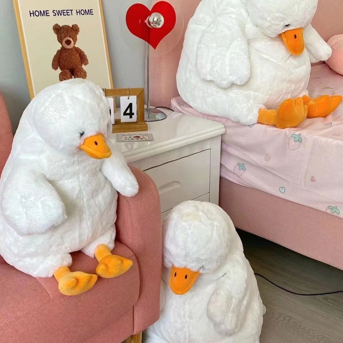 Dumb Duck Kawaii Stuffed Animals Soft Comfortable Throw Pillow White Doll