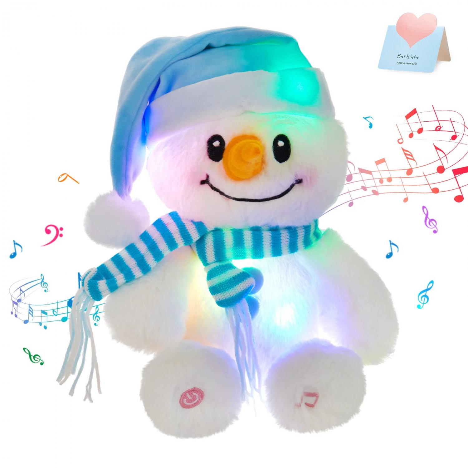Musical LED Light Doll Plush Toys Snowman Luminous Glowing Throw ...