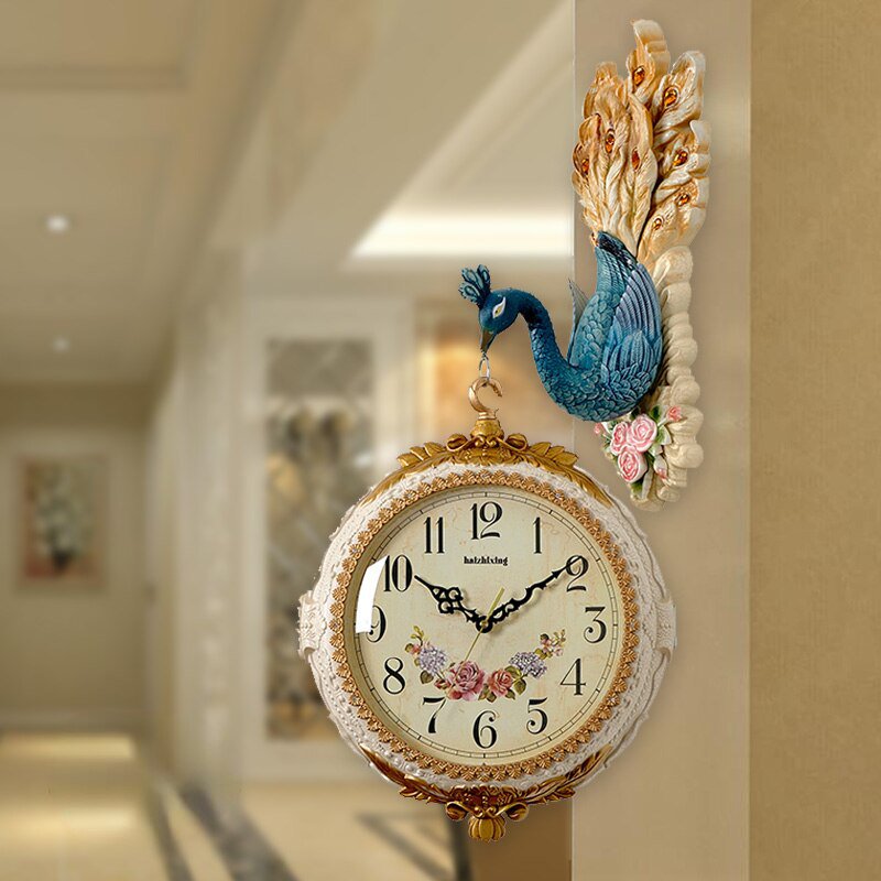 Simple Peacock Wall Clocks Chinese Style Creative Minimalist Wall Watch ...