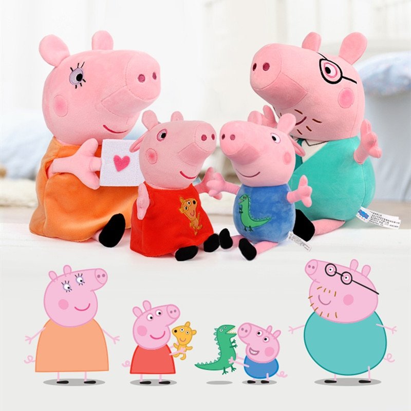 19/30cm Original Peppa Pig Plush Toys Embroidery Style Cute Doll Animal