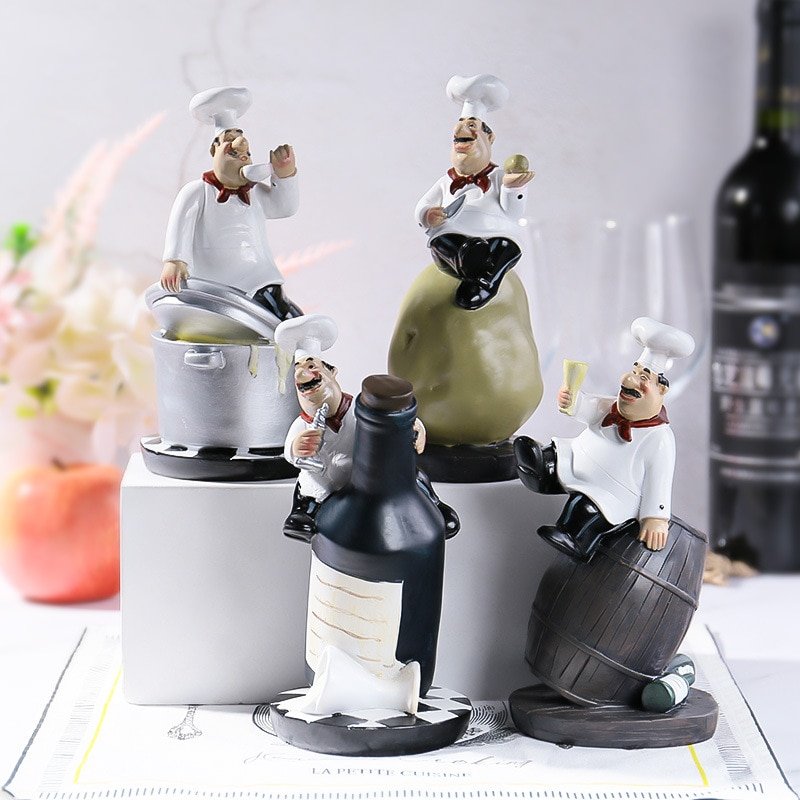 Multiple Styles Resin Chef Statue Cartoon Restaurant Chef Figurine Cook ...