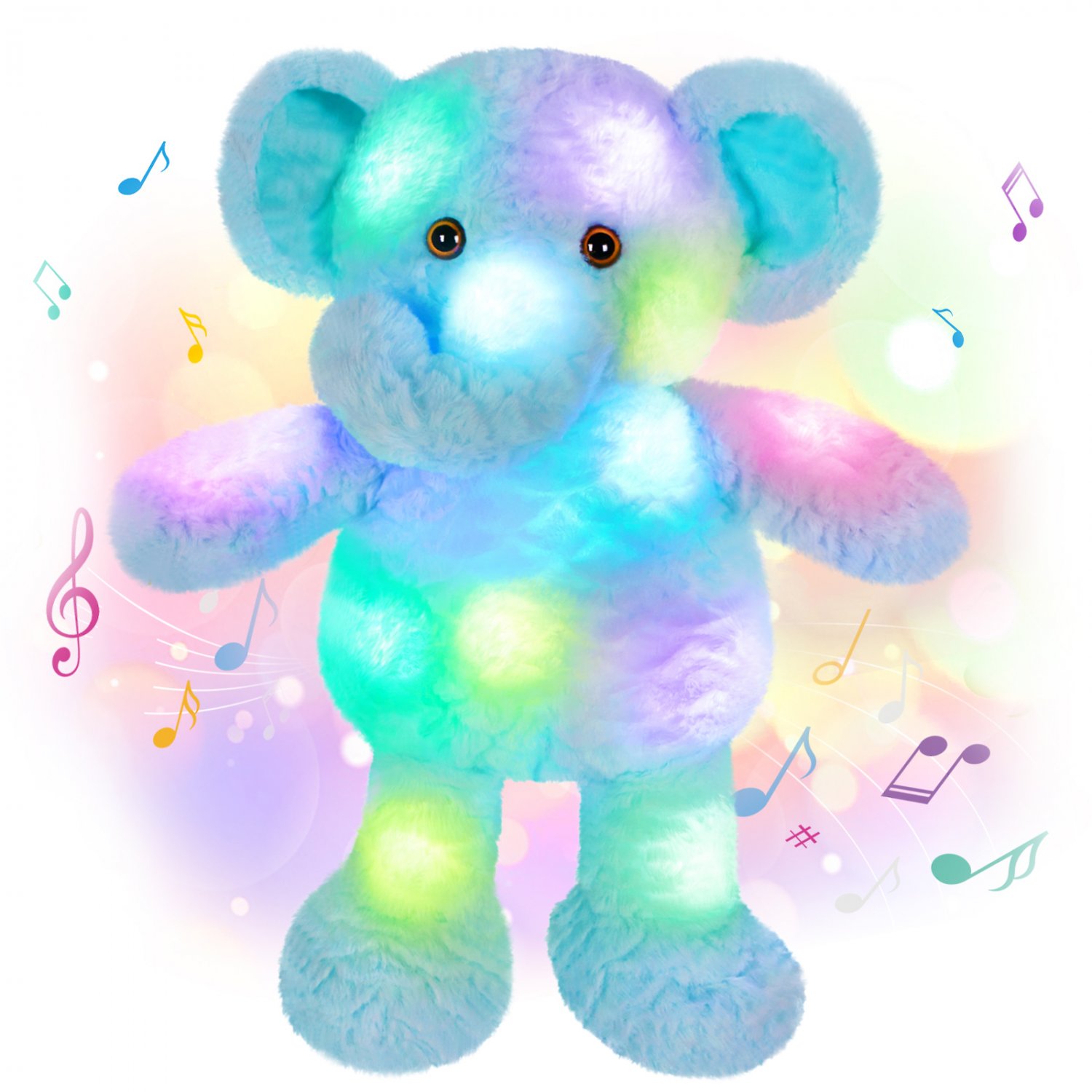 Cute Kawaii Elephant LED Light Musical Stuffed Animals Toy Birthday ...